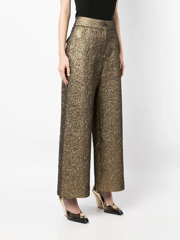 Shiatzy Chen Genisis Metallic Textured Trousers - Gold