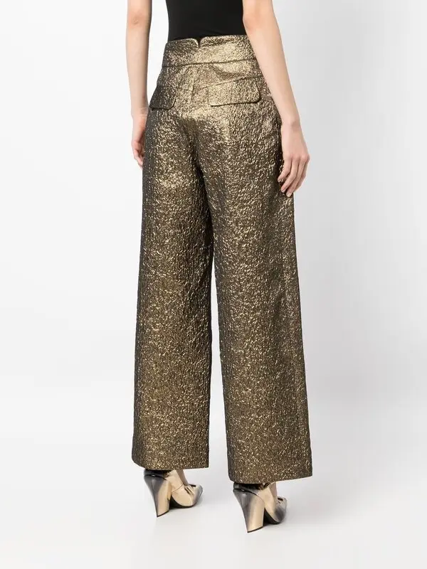 Shiatzy Chen Genisis Metallic Textured Trousers - Gold