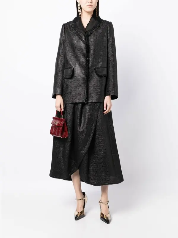 Shiatzy Chen Metallic Fringed-trim Blazer - Black