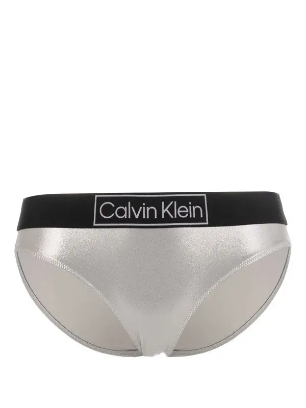 Calvin Klein Metallic Bikini Bottom - Silver