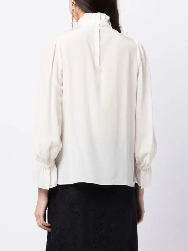 Shiatzy Chen Floral-appliqué Crop-sleeve Blouse