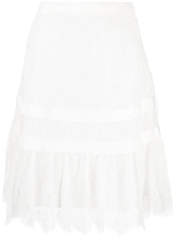 Shiatzy Chen Lace Knee-length Skirt - White