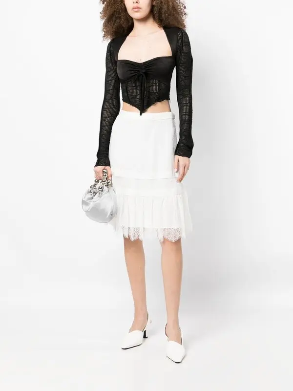 Shiatzy Chen Lace Knee-length Skirt - White