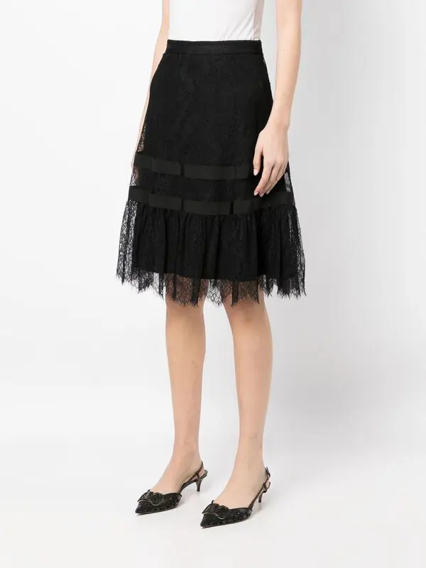 Shiatzy Chen Lace Knee-length A-line Skirt - Black