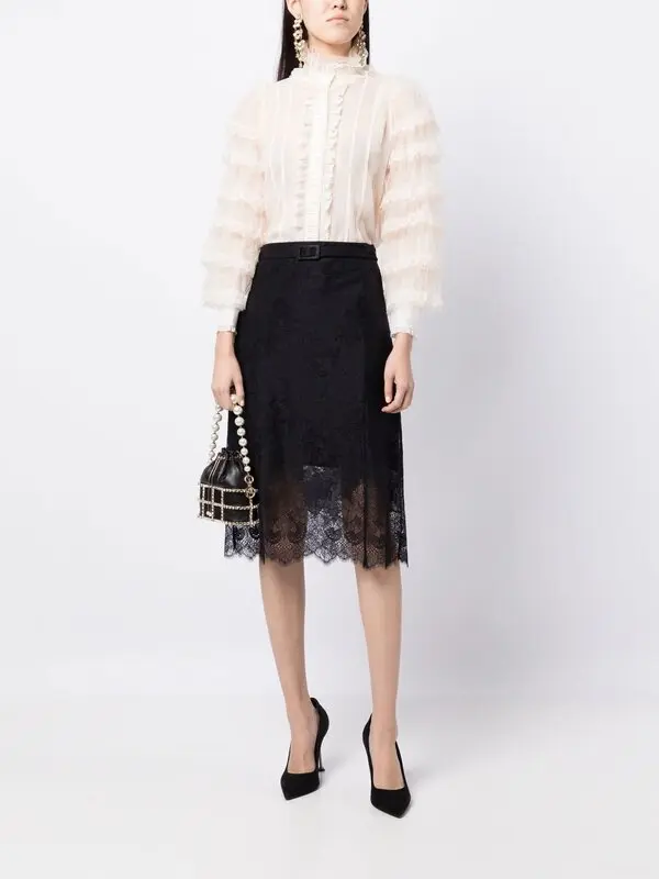 Shiatzy Chen Ruffled Mulberry Silk Blouse