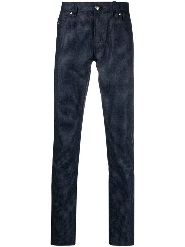 TRAMAROSSA Checked Straight-leg Trousers - Blue