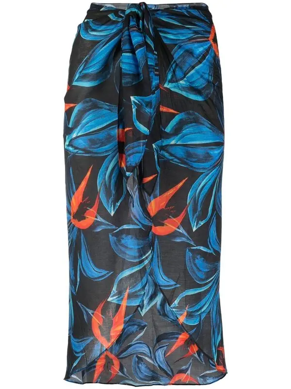 LOUISA BALLOU Floral-print Sarong - Blue
