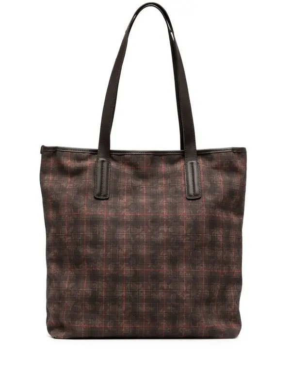 LEATHERSMITH OF LONDON Tartan-check Print Tote Bag - Brown