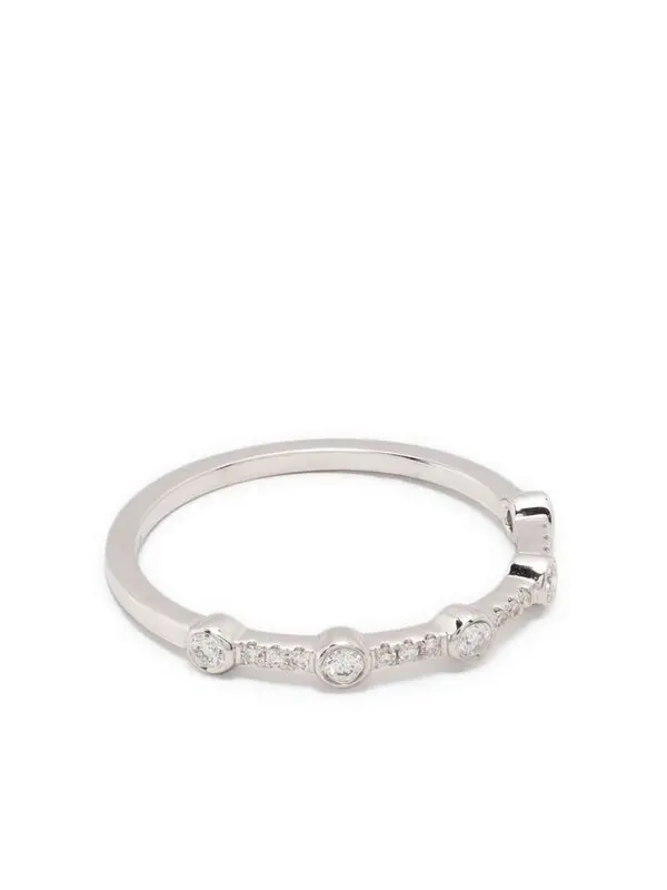 Ef Collection 14kt White Gold Diamond Stack Ring - Silver