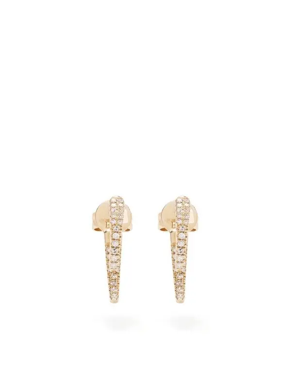 Ef Collection 14kt Yellow Mini Hook Diamond Earrings - Gold
