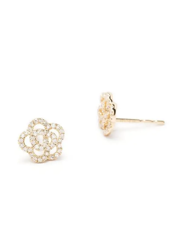 Ef Collection 14kt Yellow Diamond Stud Earrings