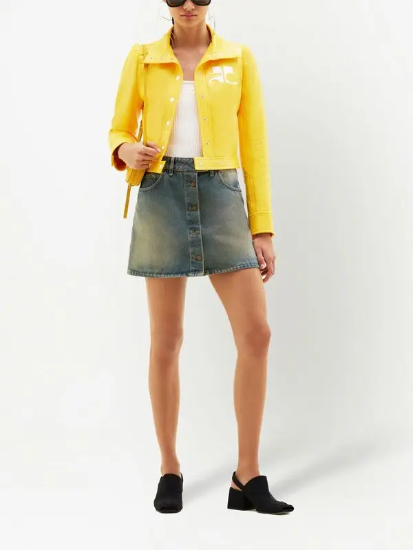 COURREGES Zip-up Vinyl Jacket - Yellow