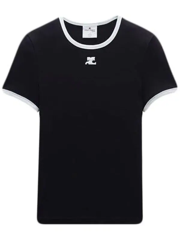 COURREGES Bumpy Contrast T-shirt - Black