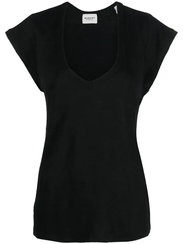 MARANT ETOILE Zankou Linen Top - Black