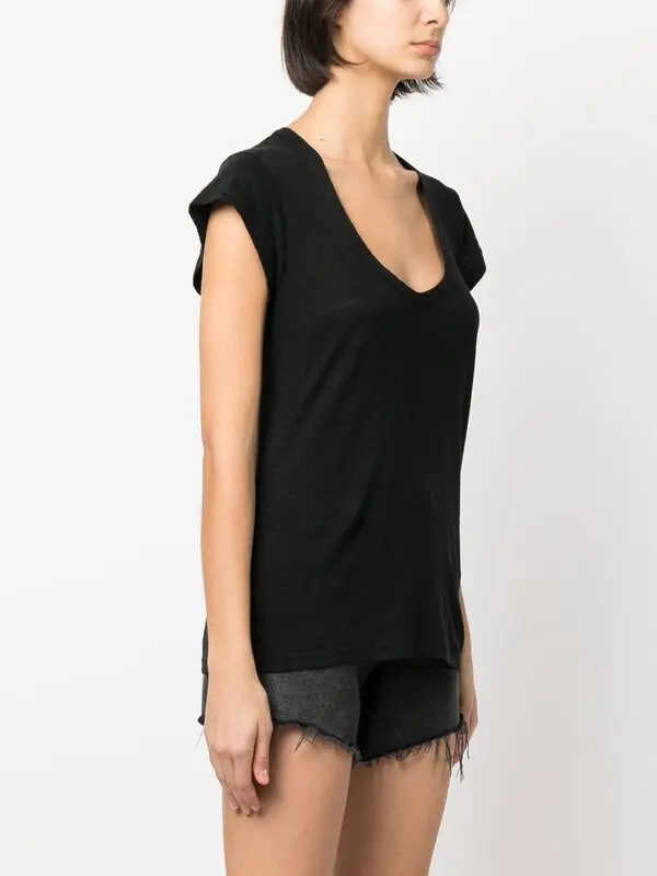 MARANT ETOILE Zankou Linen Top - Black