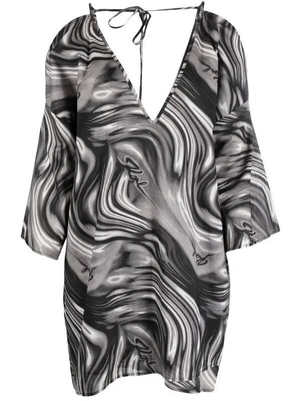 Karl Lagerfeld Swirl-print Mini Kaftan Dress