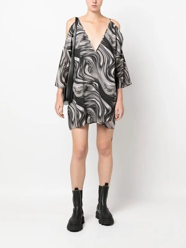 Karl Lagerfeld Swirl-print Mini Kaftan Dress