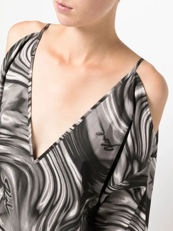 Karl Lagerfeld Swirl-print Mini Kaftan Dress