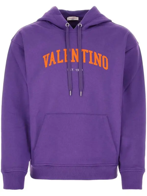 Valentino Garavani Logo-print Cotton Hoodie - Purple