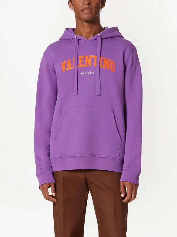 Valentino Garavani Logo-print Cotton Hoodie - Purple