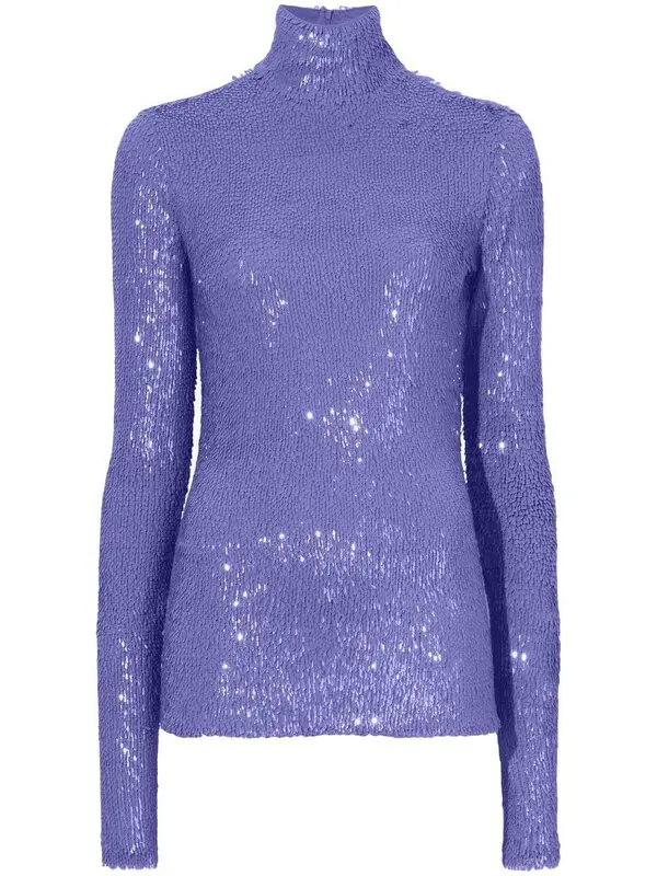 Proenza Schouler High-neck Sequined Top - Purple