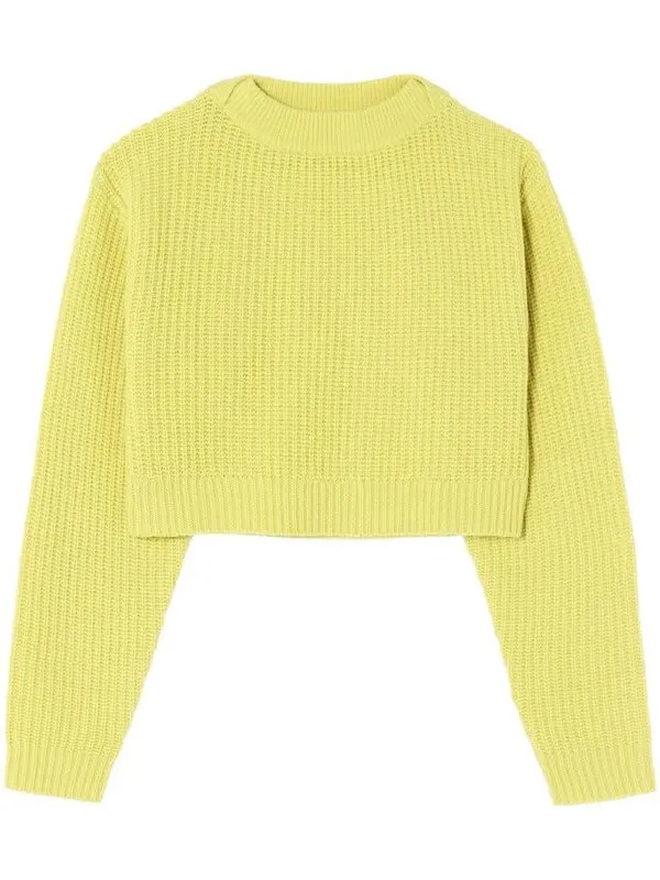 RE/DONE Rib-knit Cropped Wool Jumper - Yellow
