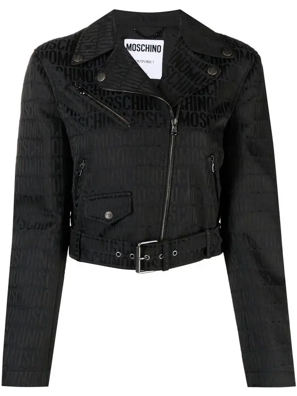 Moschino Cropped Zip-up Jacket - Black
