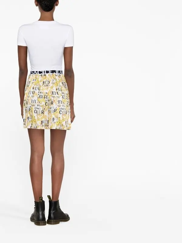 Versace Baroque-print Pleated Mini Skirt