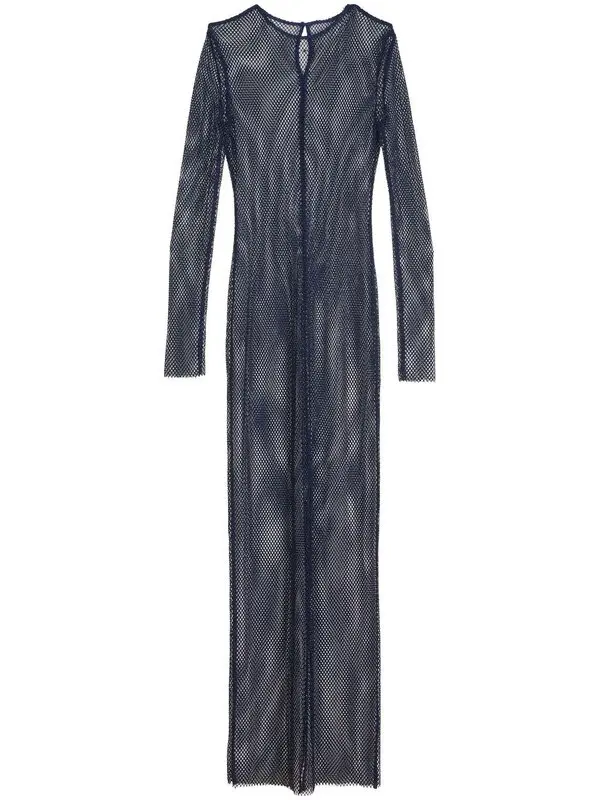Fleur Du Mal Embellished Fishnet Maxi Dress - Blue | Editorialist