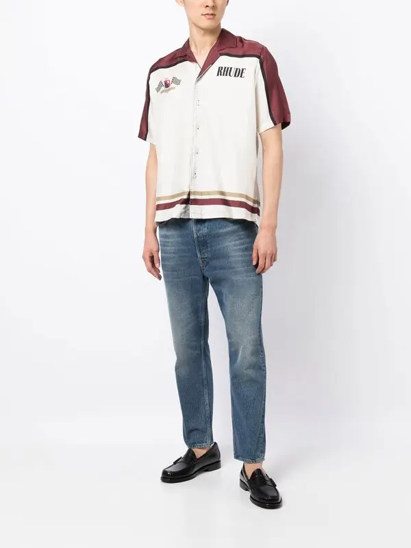 Rhude Graphic-print Silk Polo Shirt
