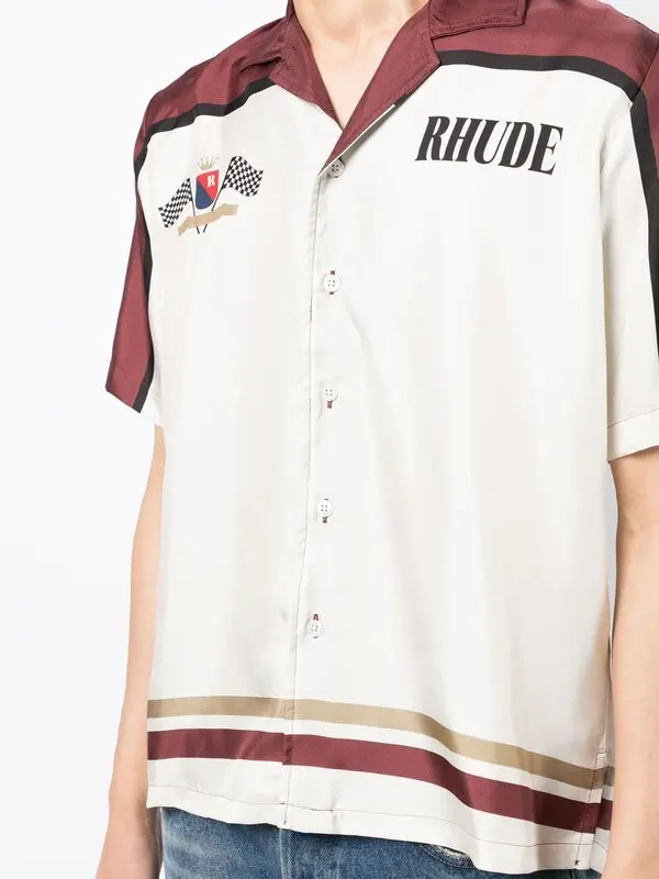 Rhude Graphic-print Silk Polo Shirt