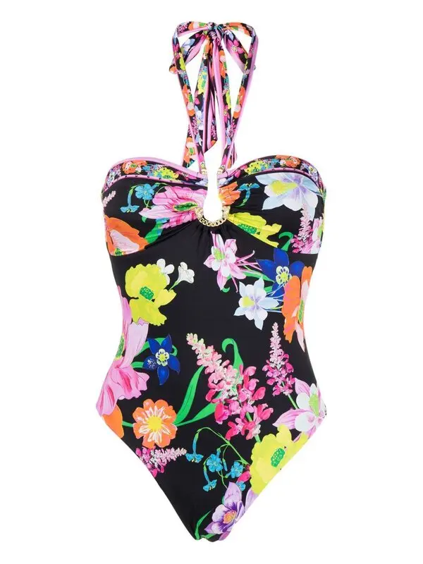 Camilla Away-with-the-fairies Halterneck Swimsuit - Multicolour