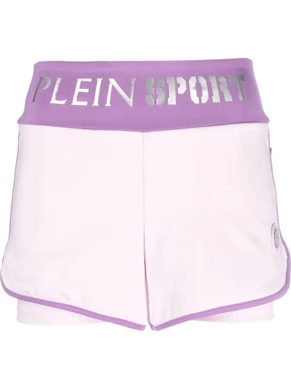 PLEIN SPORT Logo-waistband Jogging Shorts - Purple