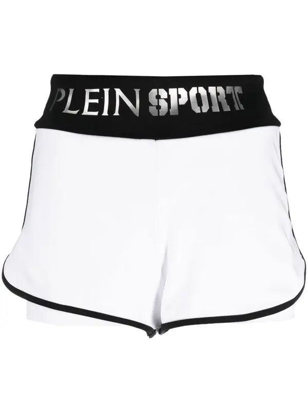 PLEIN SPORT Logo Waistband Jogging Shorts - White