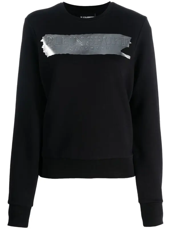 PLEIN SPORT Metallic-logo Cotton Sweatshirt - Black
