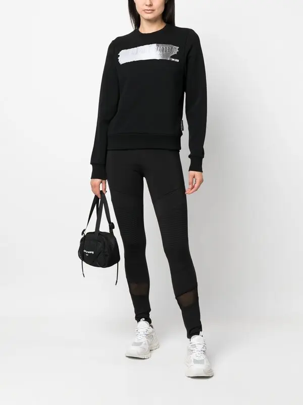 PLEIN SPORT Metallic-logo Cotton Sweatshirt - Black