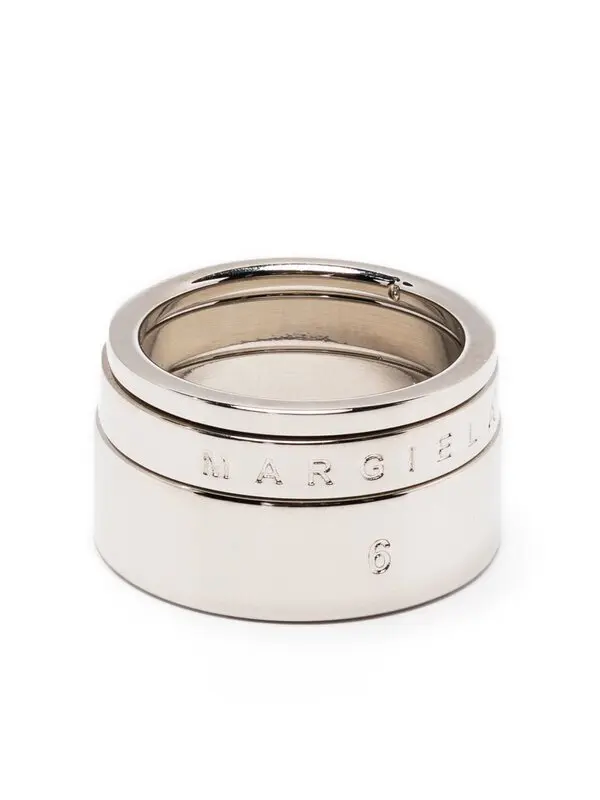 MAISON MARGIELA Engraved Logo Stacking Rings - Silver