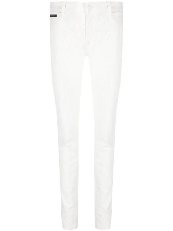 Philipp Plein Crackle-textured Leggings - White