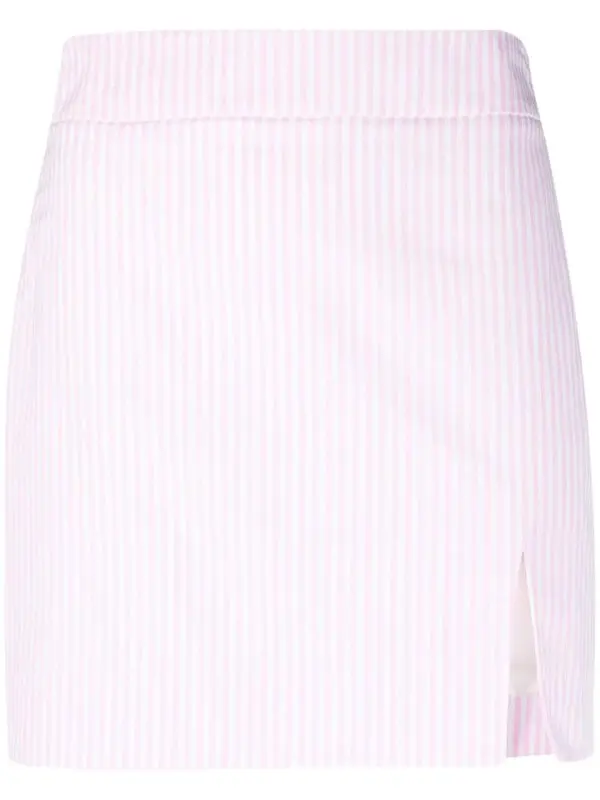 ROWEN ROSE Striped Cotton Mini Skirt - Pink