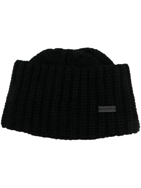 Saint Laurent Logo-plaque Cashmere Beanie - Black