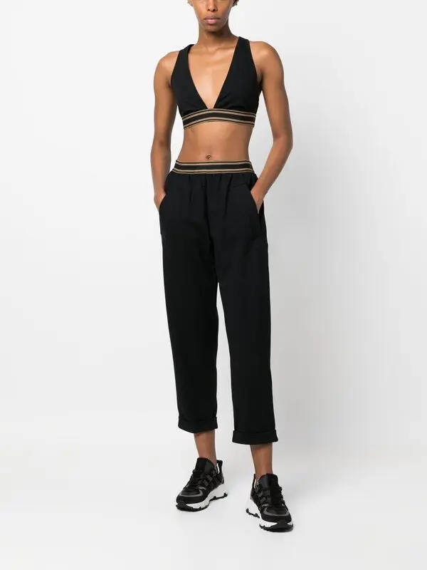 Brunello Cucinelli Striped V-neck Crop Top