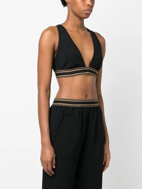 Brunello Cucinelli Striped V-neck Crop Top