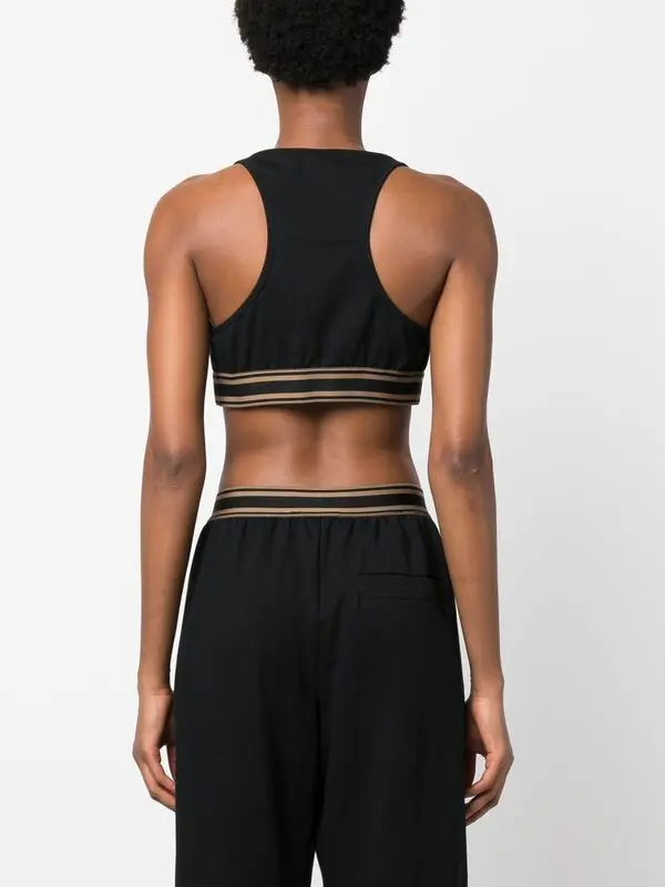 Brunello Cucinelli Striped V-neck Crop Top
