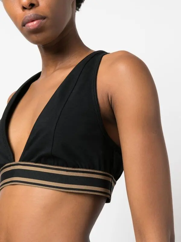 Brunello Cucinelli Striped V-neck Crop Top