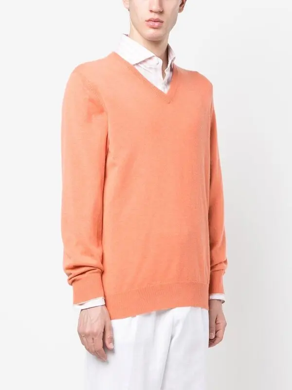 Brunello Cucinelli V-neck Cashmere Jumper - Orange