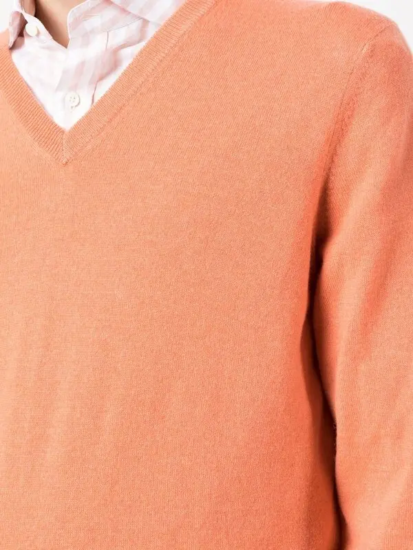 Brunello Cucinelli V-neck Cashmere Jumper - Orange