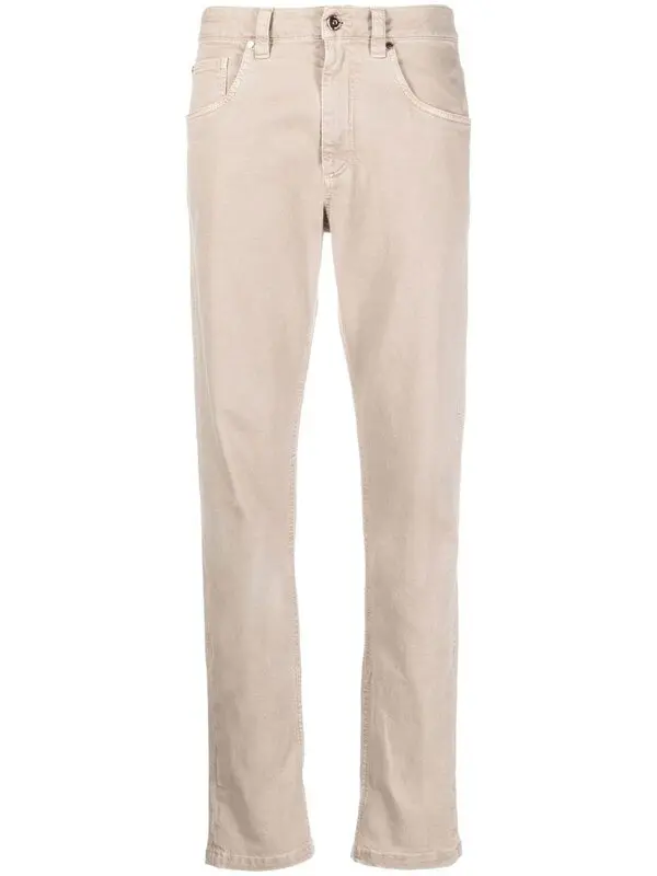 Brunello Cucinelli Light Beige Cotton Rolled Cuff Trousers