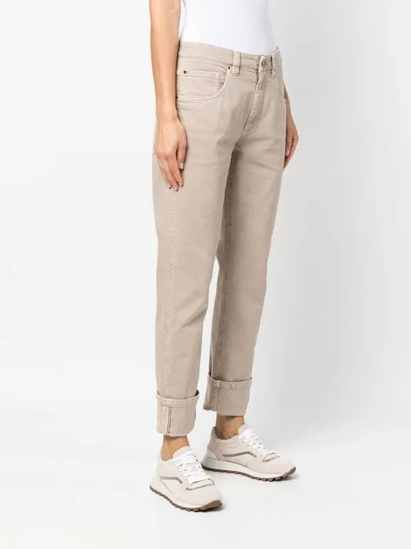 Brunello Cucinelli Light Beige Cotton Rolled Cuff Trousers