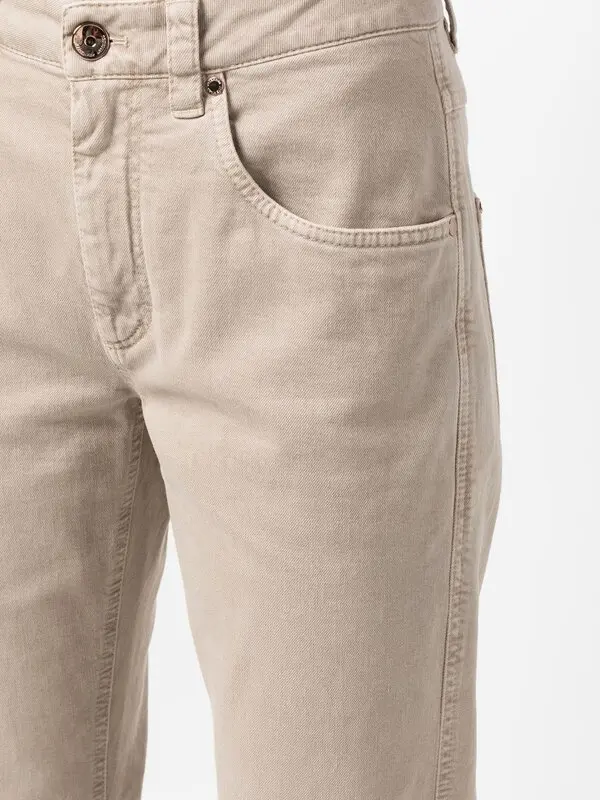 Brunello Cucinelli Light Beige Cotton Rolled Cuff Trousers