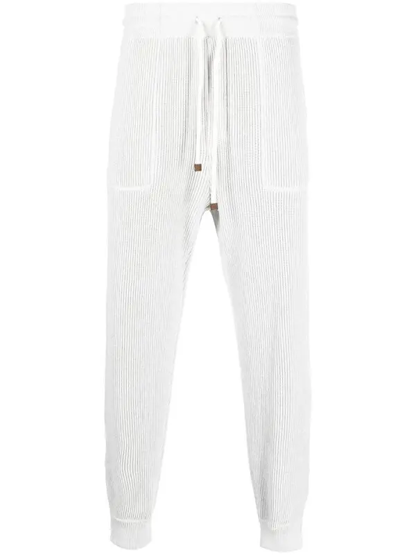 Brunello Cucinelli Drawstring-waist Cotton Track Pants - Grey